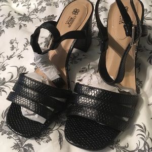 Avon | Shoes | Avon Cushion Walk Heeled Sandals Black | Poshmark